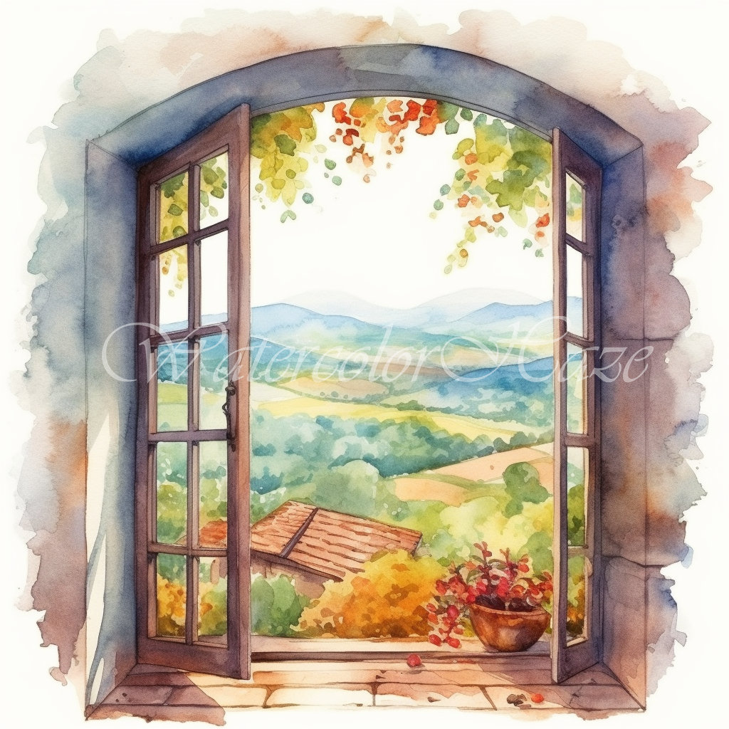 Country Windows Landscape and Scenery Digital Prints 4 Instant Download ...