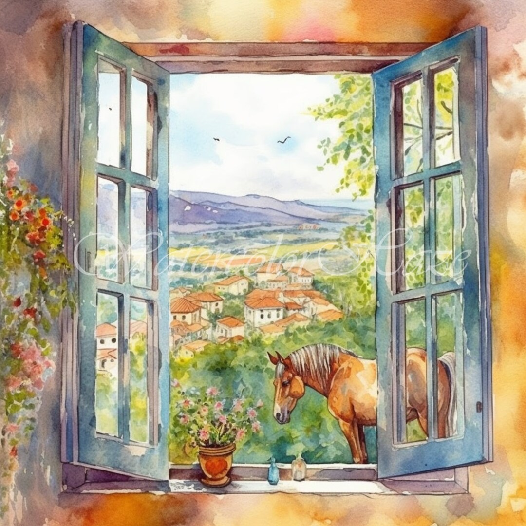 Country Windows Landscape and Scenery Digital Prints 4 Instant Download ...