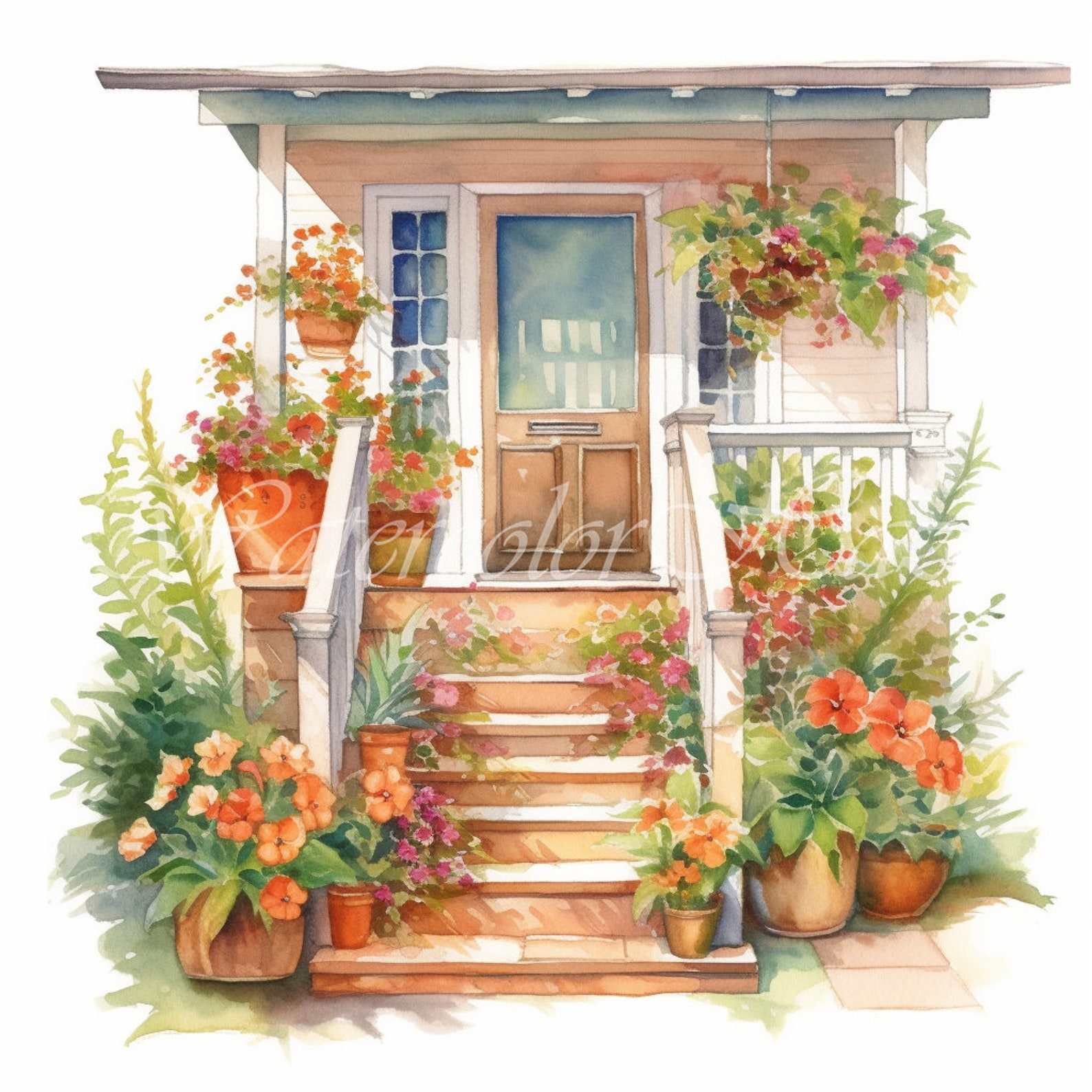 Set of 4 Watercolor Porches Digital Downloads, Clip Art, Card Making ...