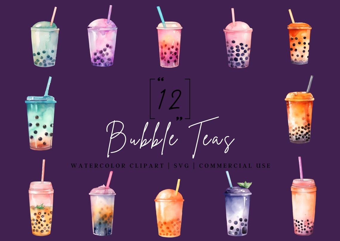 Bubble Tea Clipart | Boba Tea Clipart | Flavored Bubbles | Tea Clipart ...