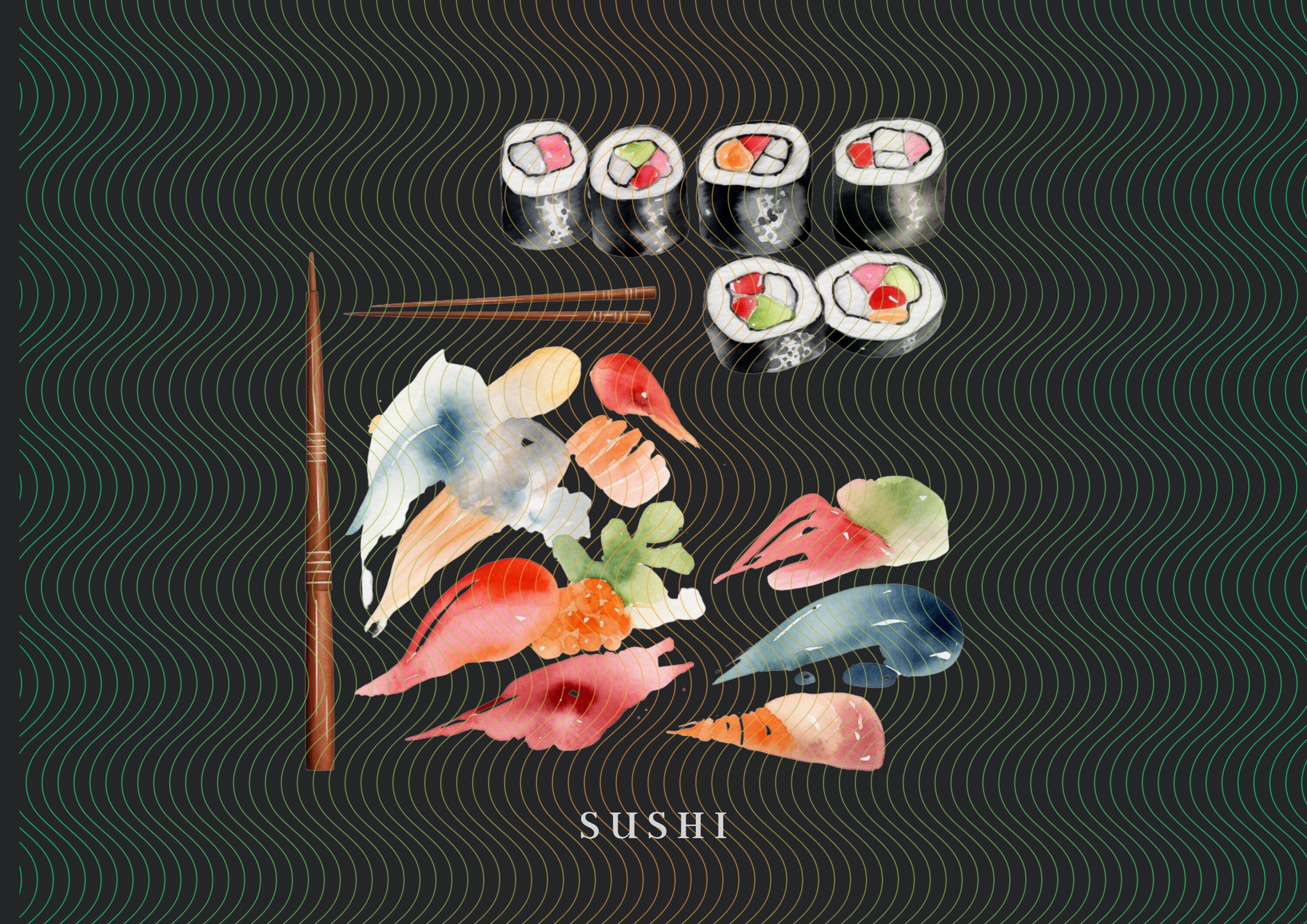 Sushi Clipart | Sushi SVG | Sushi | Watercolor Sushi Clipart ...