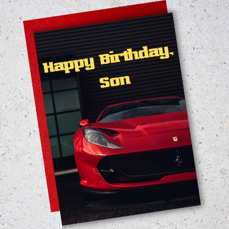 Red Ferrari Birthday Card Printable Happy Birthday Son Instant - Etsy
