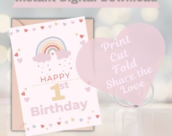 Printable Rainbow Happy Birthday Card for Kidsrainbow - Etsy