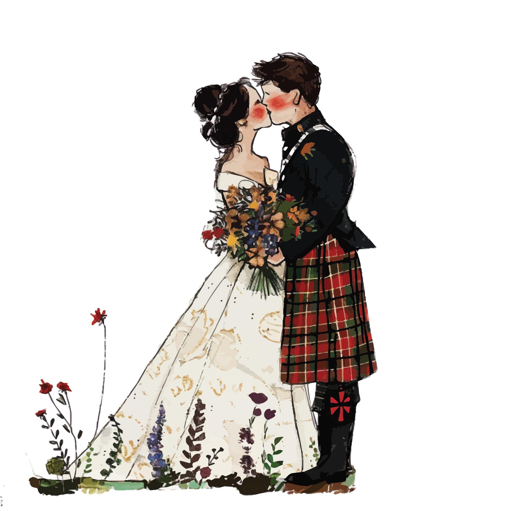 Scottish Kisses - Scottish Bride and Groom Vector Images PNG SVG JPG ...