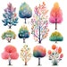 Whimsical Watercolor Trees Clip Art: Boho Forest PNG SVG PDF (122 ...
