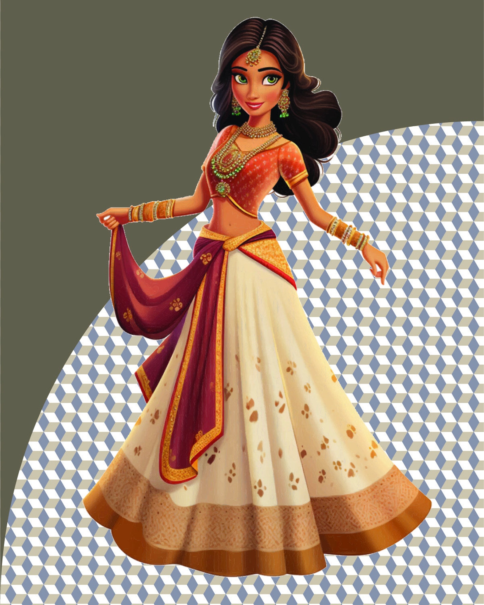 Indian Ladies & Men Animation Style Transparent Pngs Svgs 9 - Etsy