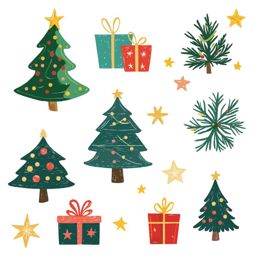 Holiday Clip Art - Vectorized Christmas Trees, Ornaments, Gifts and ...