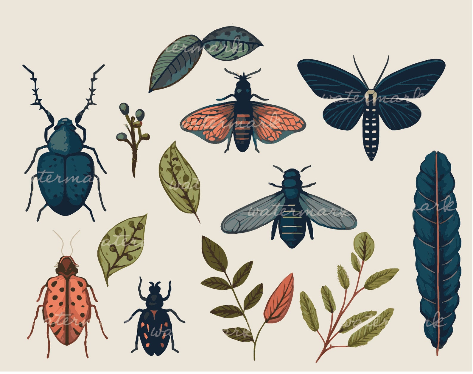 A Bug's Life Vector Clip Art Collection - Boho Whimsical Style Drawn ...