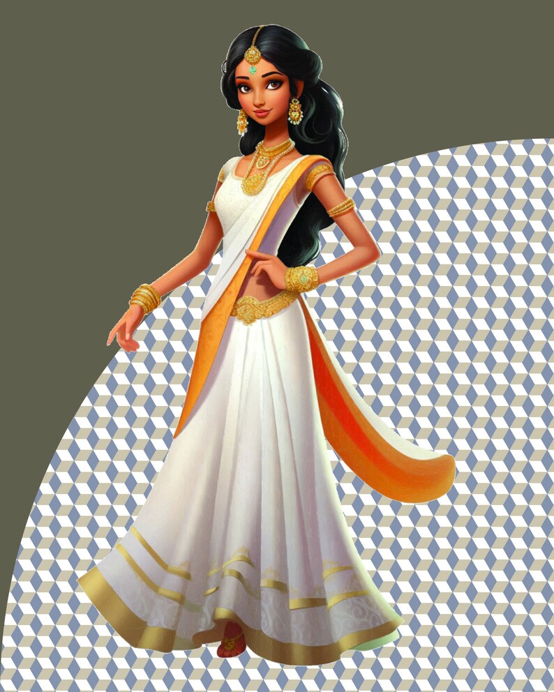 Indian Ladies & Men Animation Style Transparent Pngs Svgs 9 - Etsy