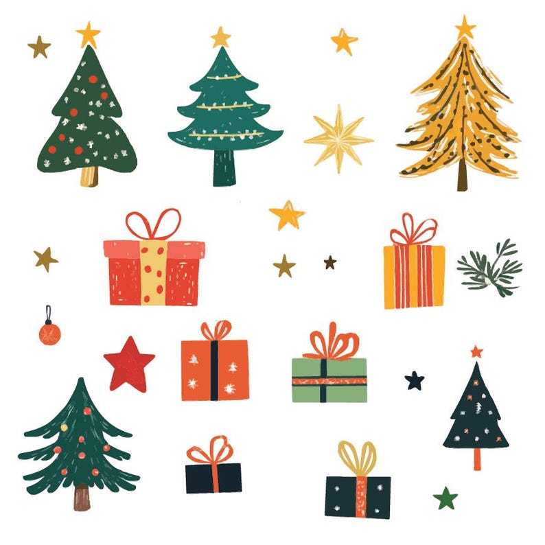 Holiday Clip Art - Vectorized Christmas Trees, Ornaments, Gifts and ...
