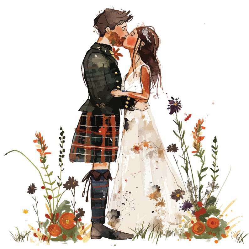 Scottish Kisses - Scottish Bride and Groom Vector Images PNG SVG JPG ...