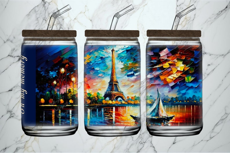 16oz Glass Can Wrap Png Eiffel Tower Png Tumbler Wrap PNG Paris ...
