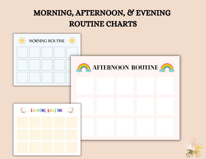 Editable Visual Routine Cards & Charts for Kids Morning, Afternoon, Evening Daily Rhythm Chore ...