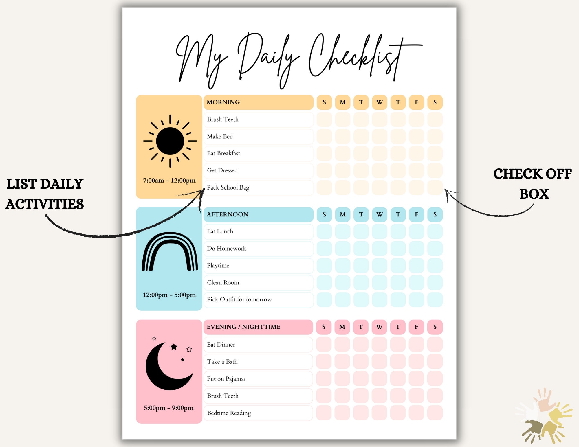 Editable Daily Routine Checklist Kids Toddlers | Personalized Planner ...