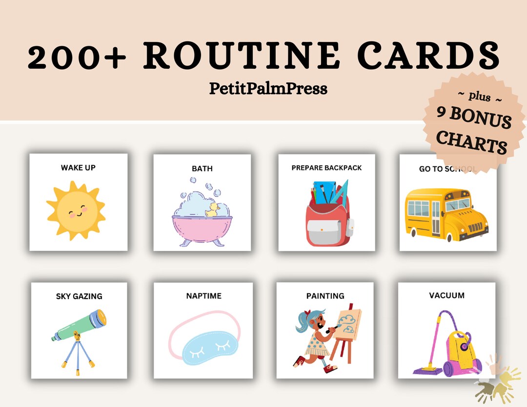Editable Visual Routine Cards & Charts for Kids Morning, Afternoon ...