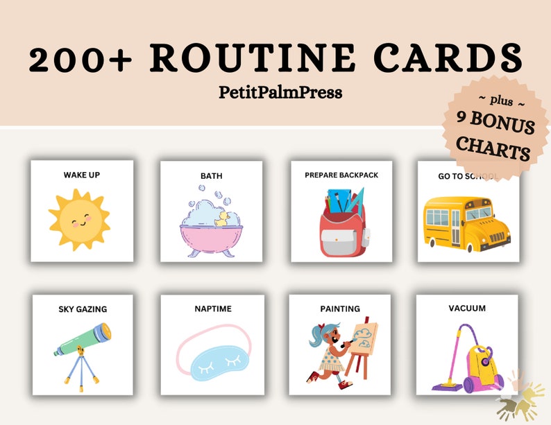 Editable Visual Routine Cards & Charts for Kids Morning, Afternoon ...