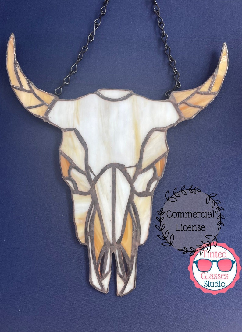 Steer Skull Stained Glass Pattern - Etsy