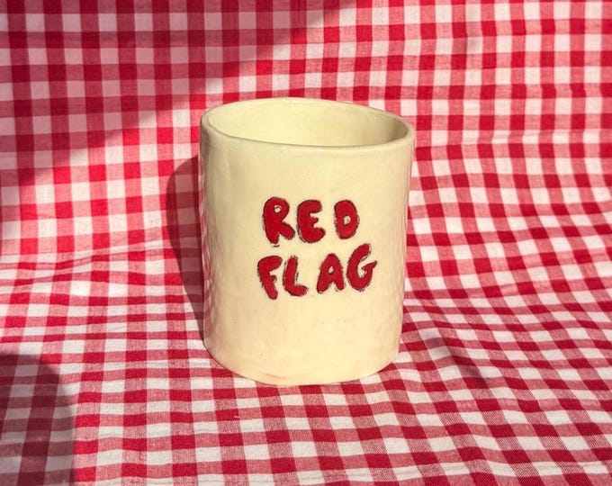 Handmade Pottery, Red Flag, Espresso Cup, Cappuccino, Gift for Her ...