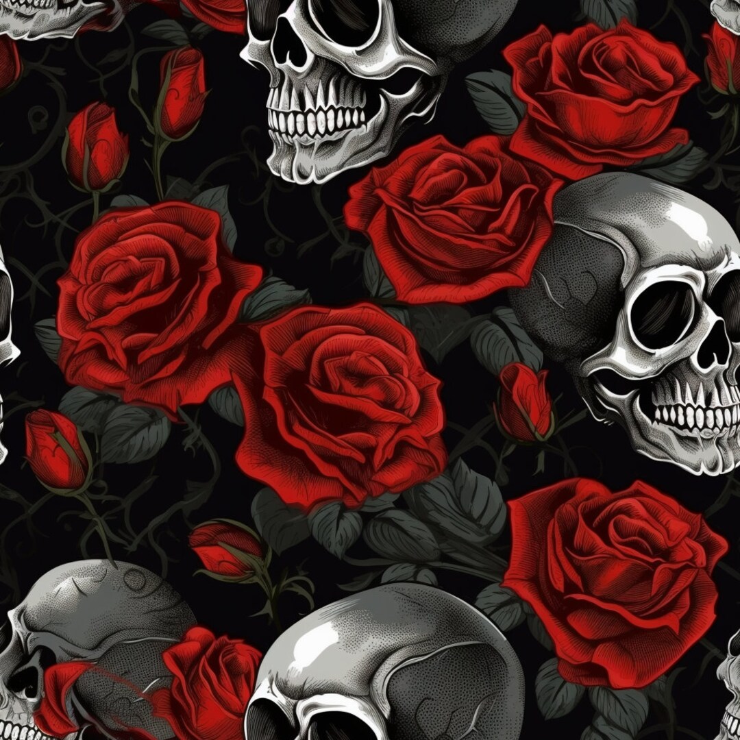 Repeating Pattern Skull and Roses Digital File Phone or - Etsy