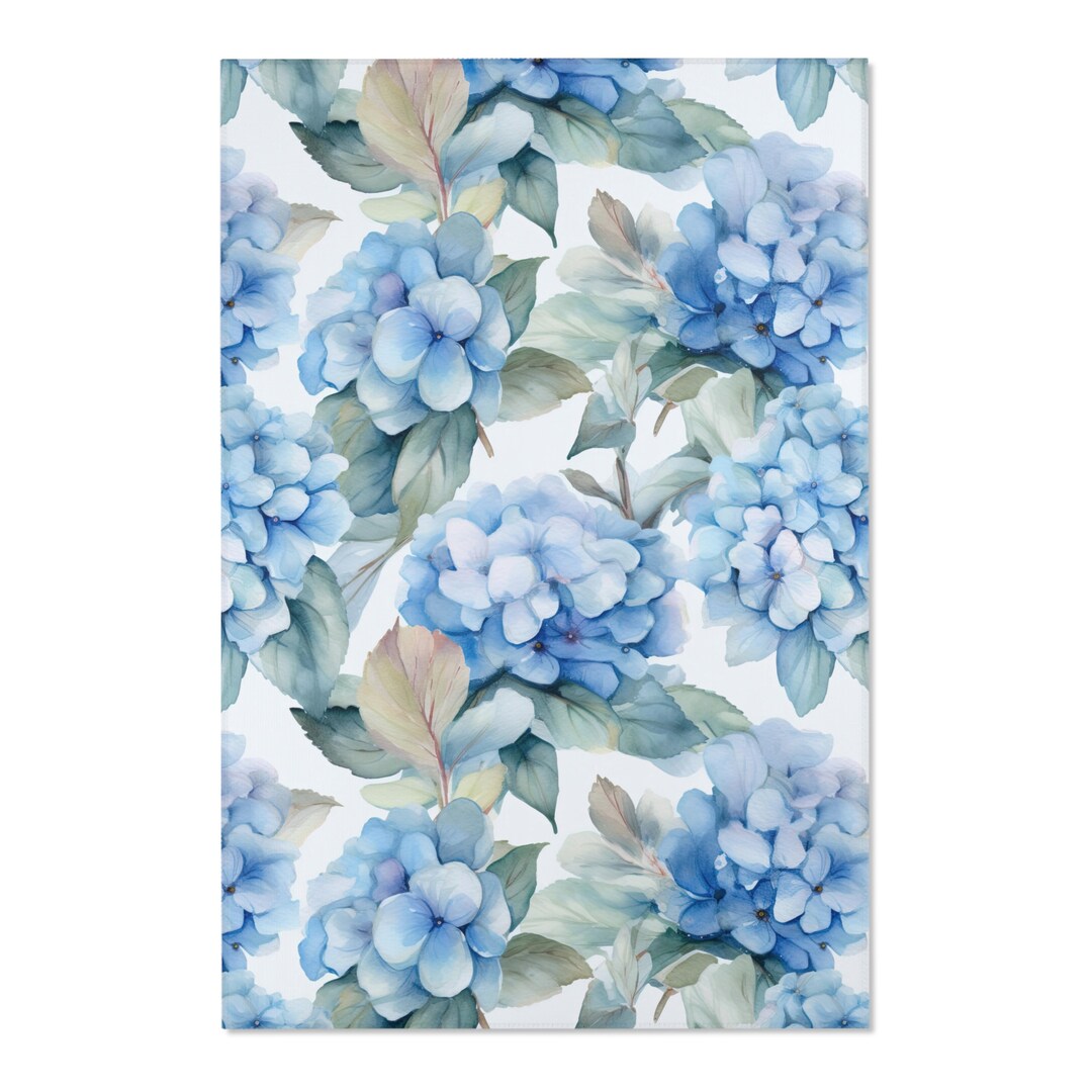 Summer Blue Hydrangea Area Rugs Three Sizes House Decor Beach Country ...