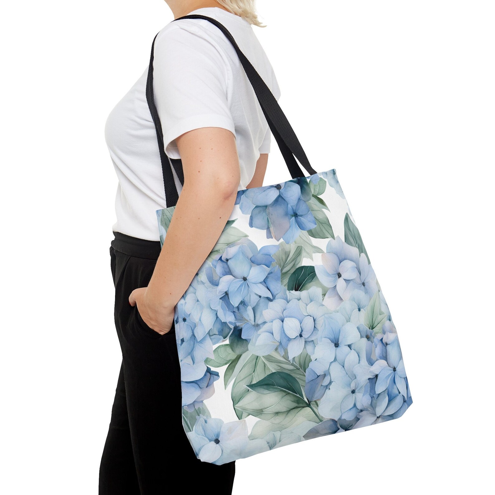 Blue Summer Hydrangea Tote Bag Farmers Market Bag Summer Blooms Summer ...