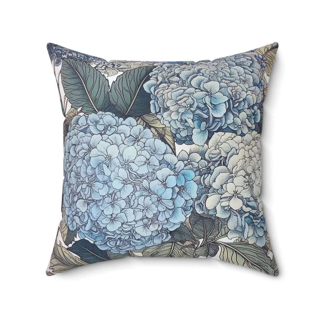 Summer Blue Hydrangea William Morris Inspired Square Pillow - Etsy