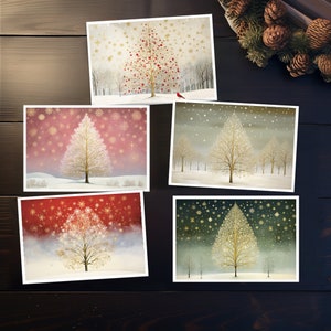 HOLIDAY Greeting Card Set Winter Wonderland Trees Blank Note Cards Set ...