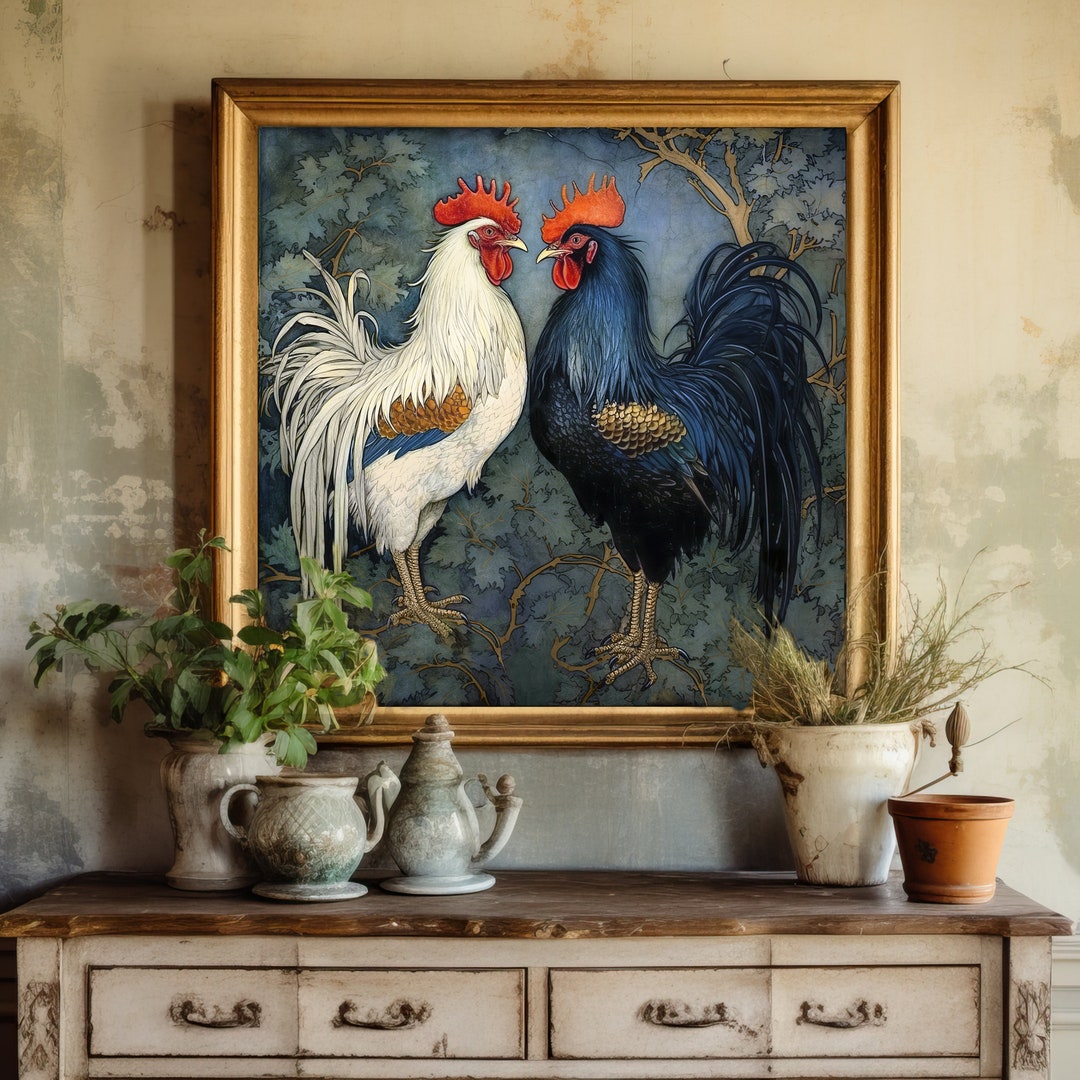 Rooster Canvas Print Rustic Farmhouse Kitchen Decor French Country Wall ...