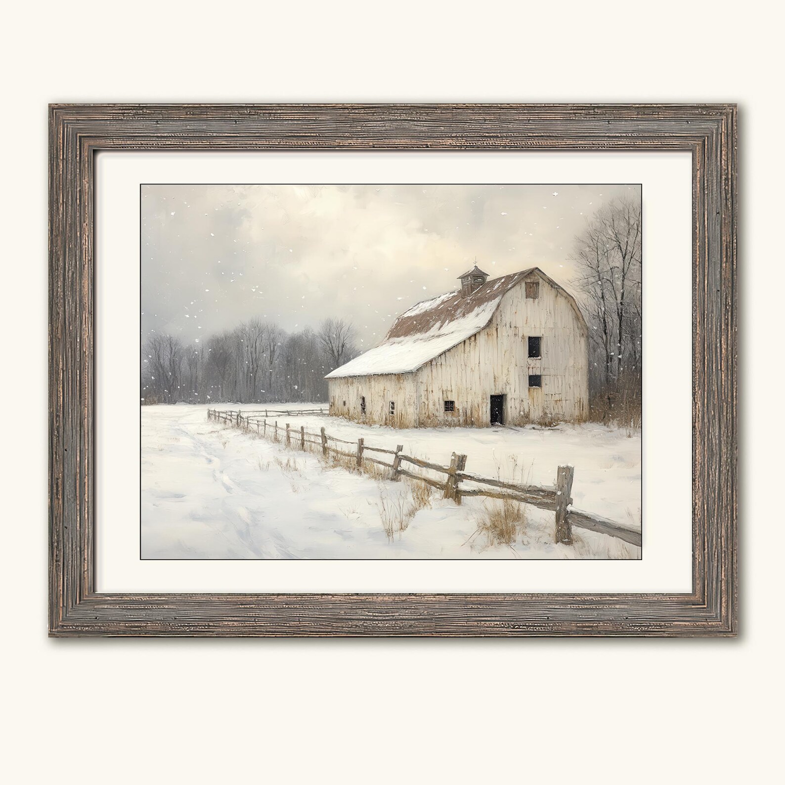 Rustic Snowy Barn Winter Scene | Country Farmhouse Printable Wall Art ...