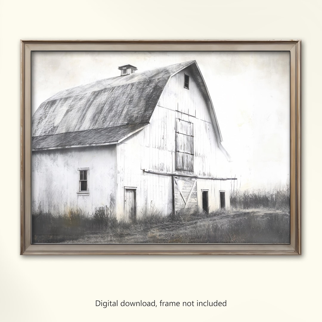 Vintage Rustic Old White Barn, Farmhouse Wall Decor - High Quality ...