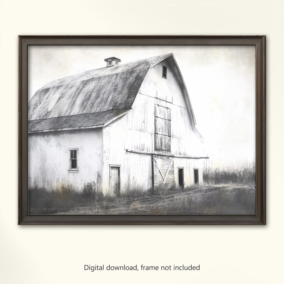 Vintage Rustic Old White Barn, Farmhouse Wall Decor - High Quality ...