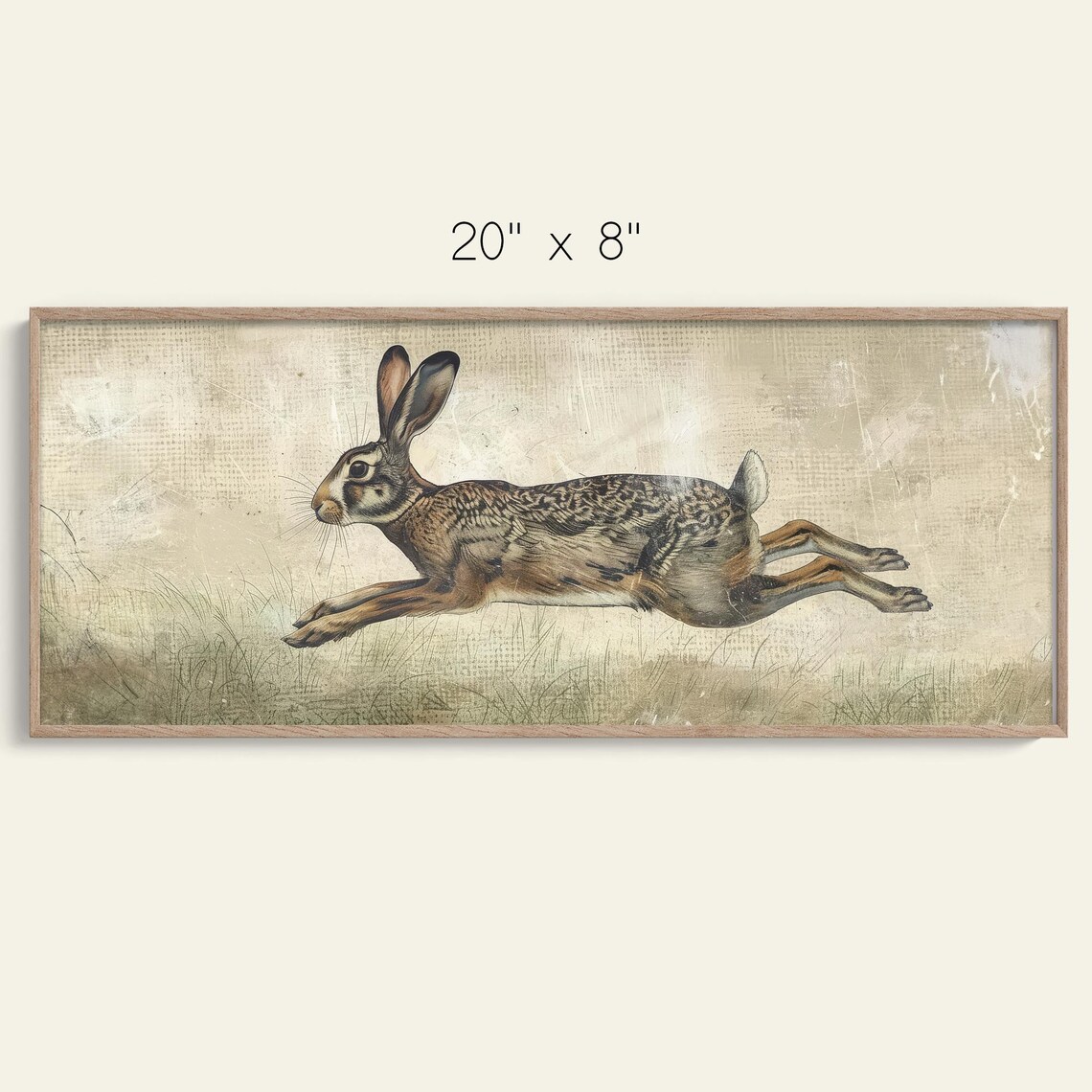 Rabbit Running Art Print - Vintage Woodland Leaping Hare Download ...