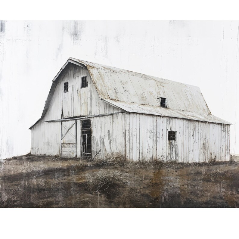 Rustic White Barn Art | Vintage Farmhouse Printable Wall Decor ...