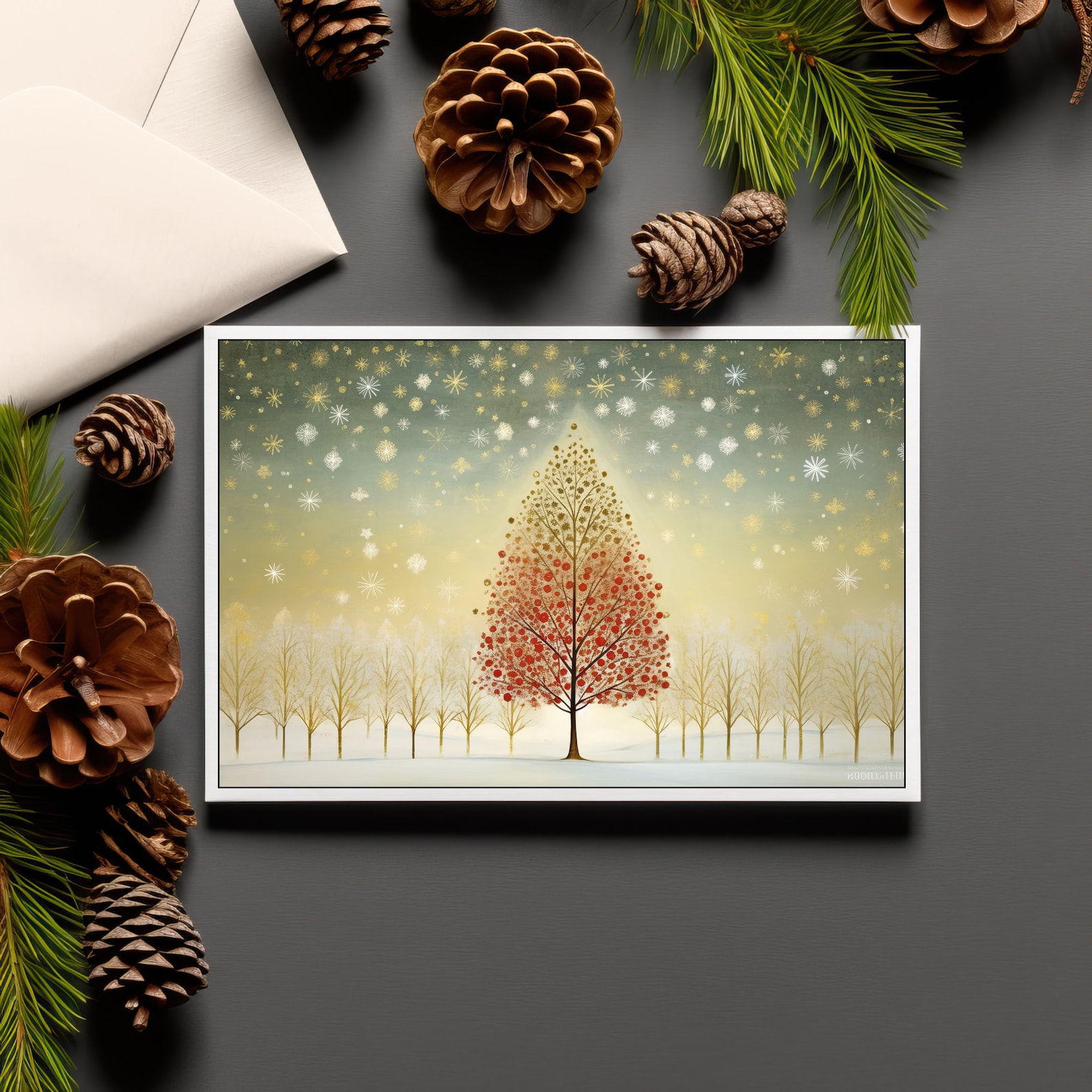 HOLIDAY Greeting Card Set Winter Wonderland Trees Blank Note Cards Set ...