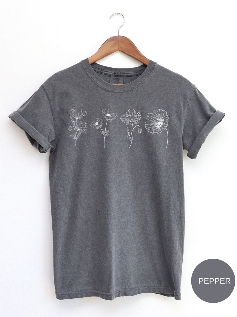 Poppy Flowers T-shirt, Comfort Colors, Wildflower, Shirt for Flower ...