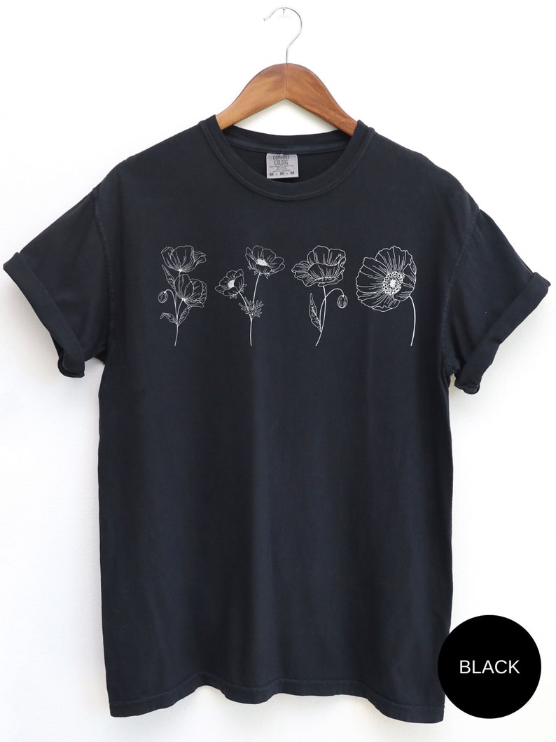 Poppy Flowers T-shirt, Comfort Colors, Wildflower, Shirt for Flower ...