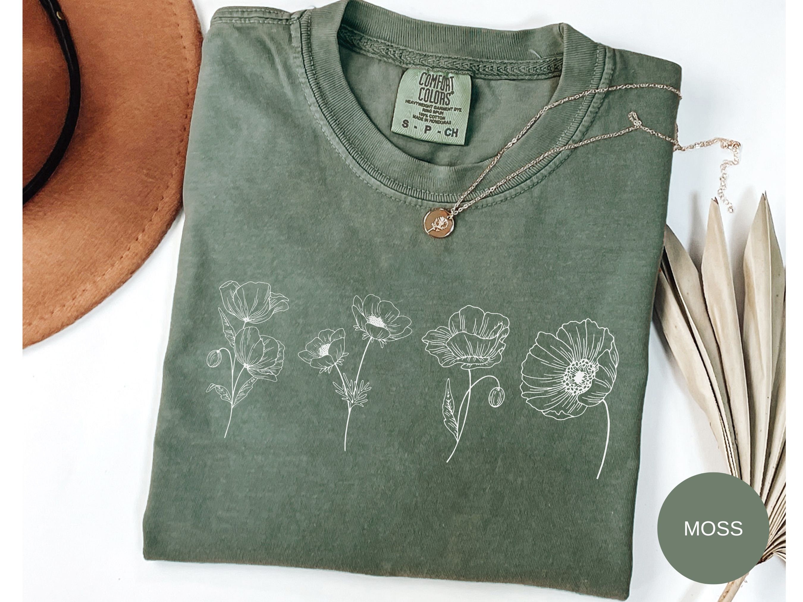 Poppy Flowers T-shirt, Comfort Colors, Wildflower, Shirt for Flower ...