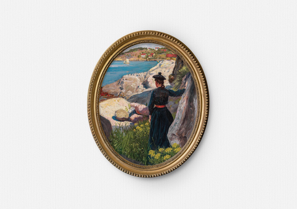 Oval Art Print, Vintage Woman Painting, Round Portrait Art Print - Etsy