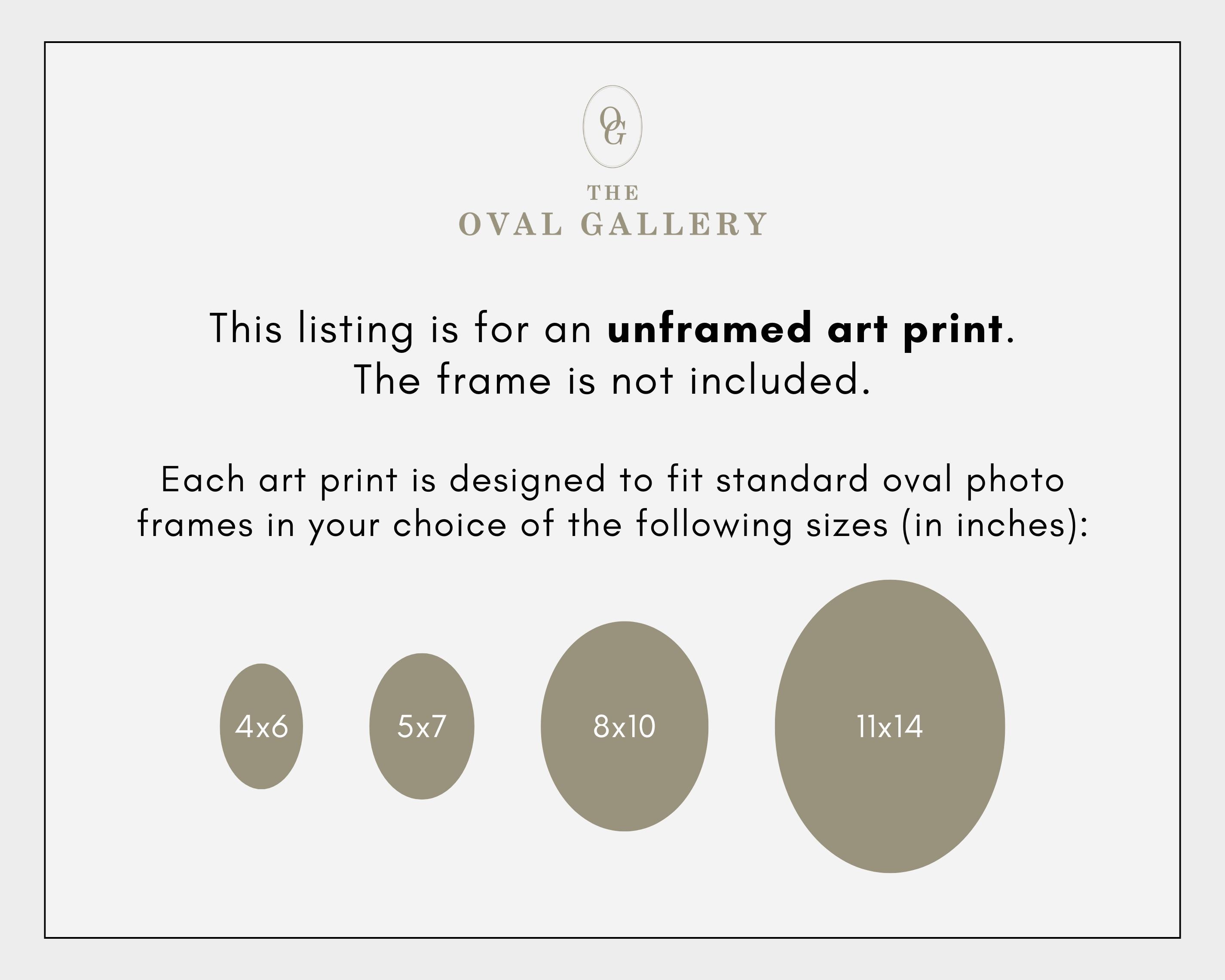 Unframed Oval Art Print, Vintage Cow Landscape Painting Print, Round ...