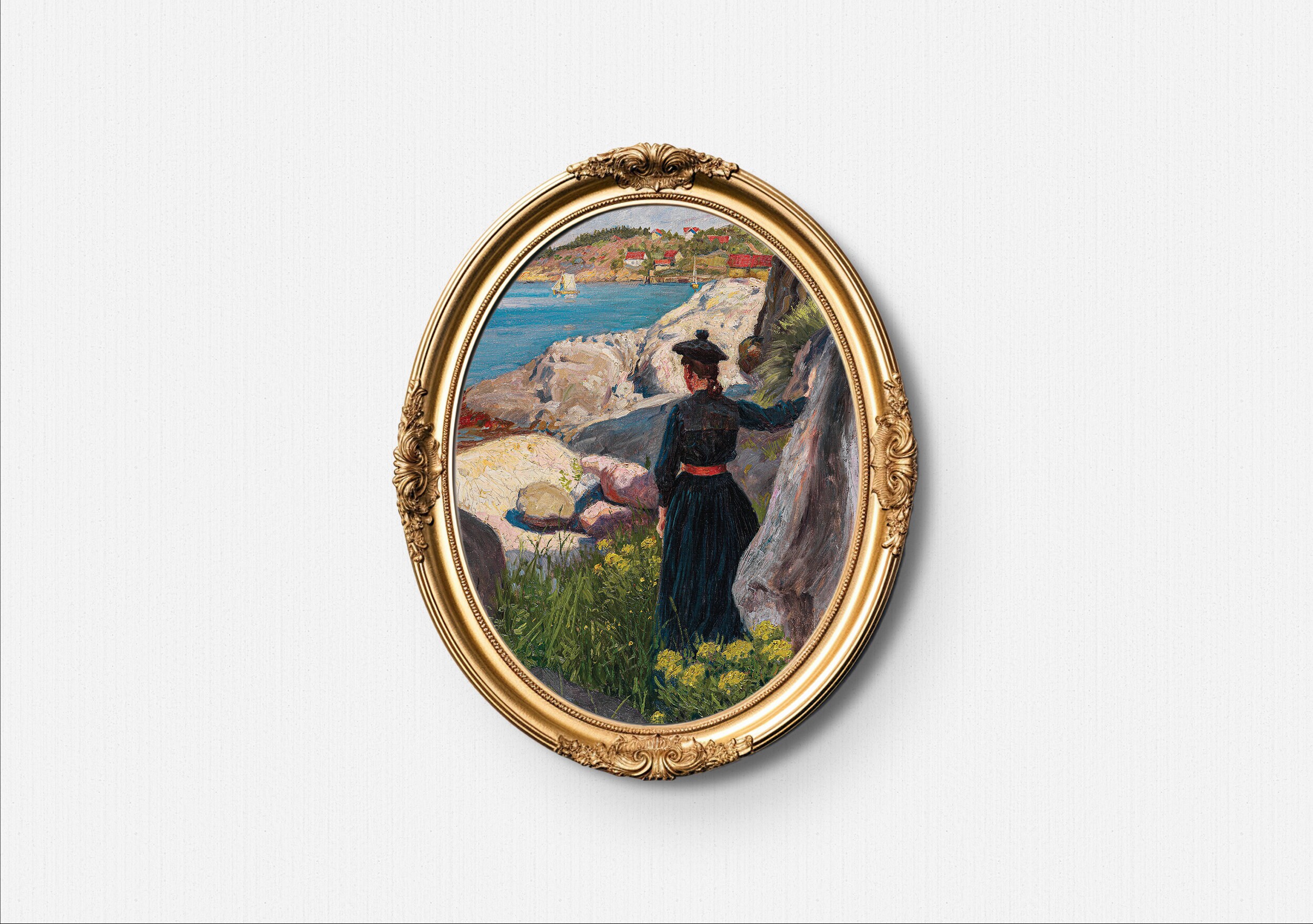 Oval Art Print, Vintage Woman Painting, Round Portrait Art Print - Etsy