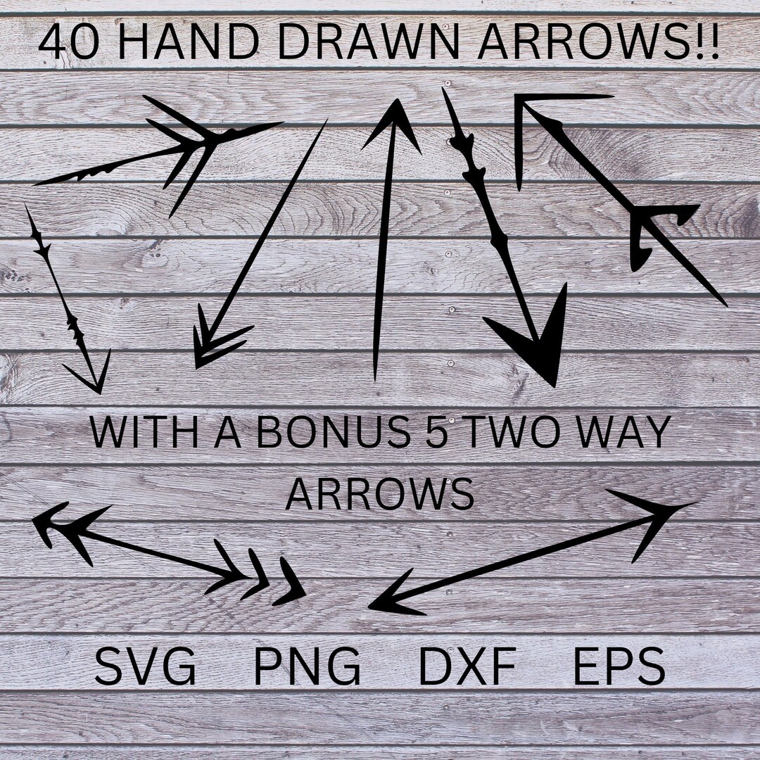 40 Arrow Bundle 5 Bonus Two Way Arrows Hand Drawn SVG, PNG, Eps, Dxf ...