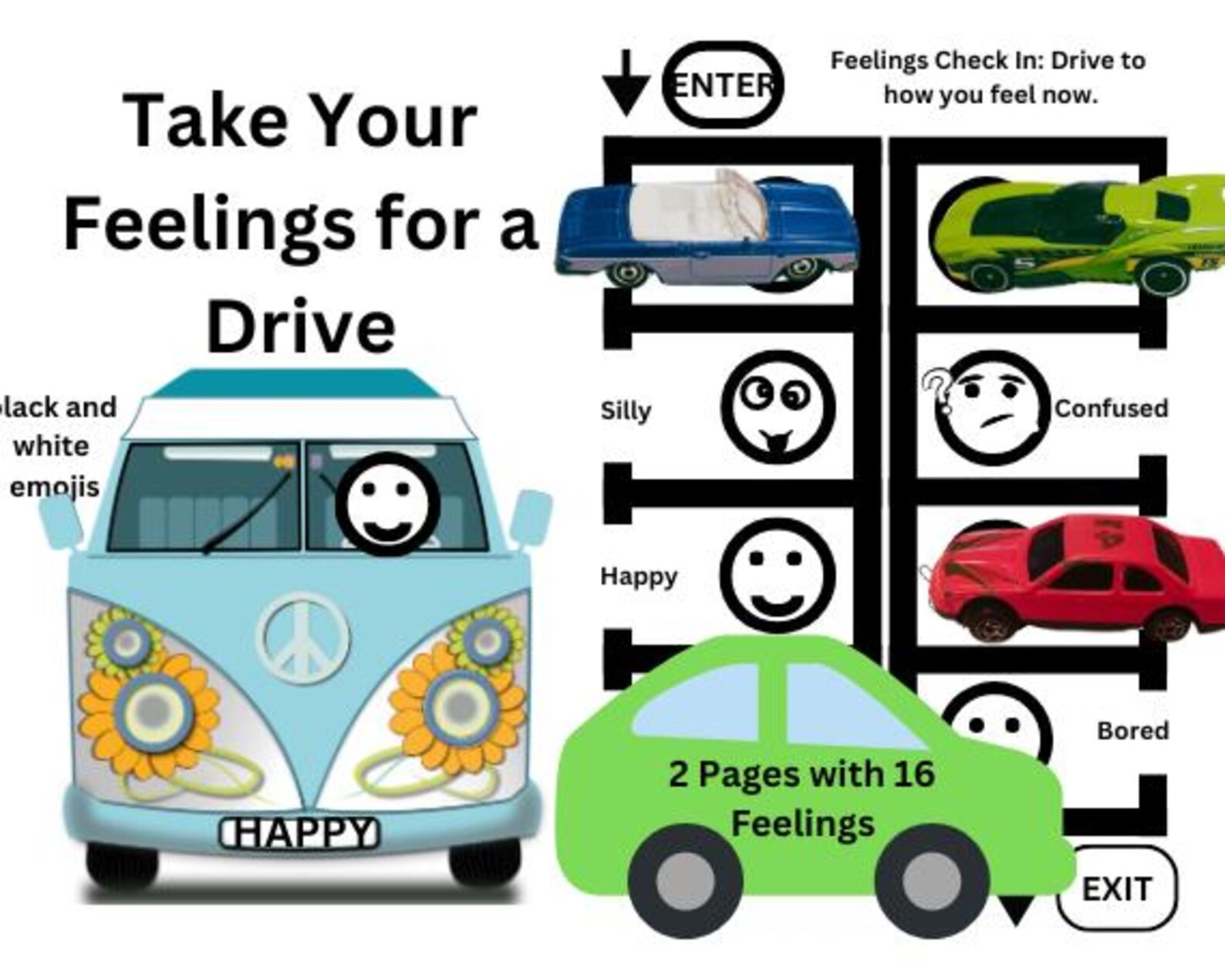 3 Coping Skills Games and Activities With Cars: Identifying Emotions ...
