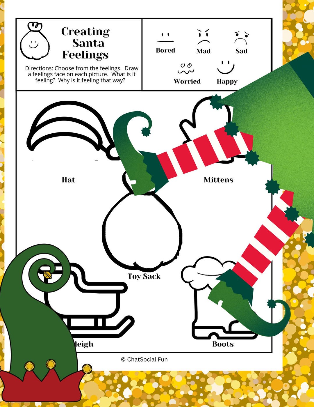 Creating Santa Feelings - Feelings Identification Worksheet to Support ...