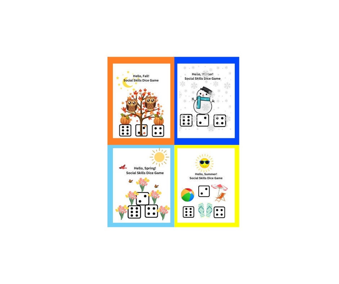 Four Seasons of Social Skills Dice Games - Etsy