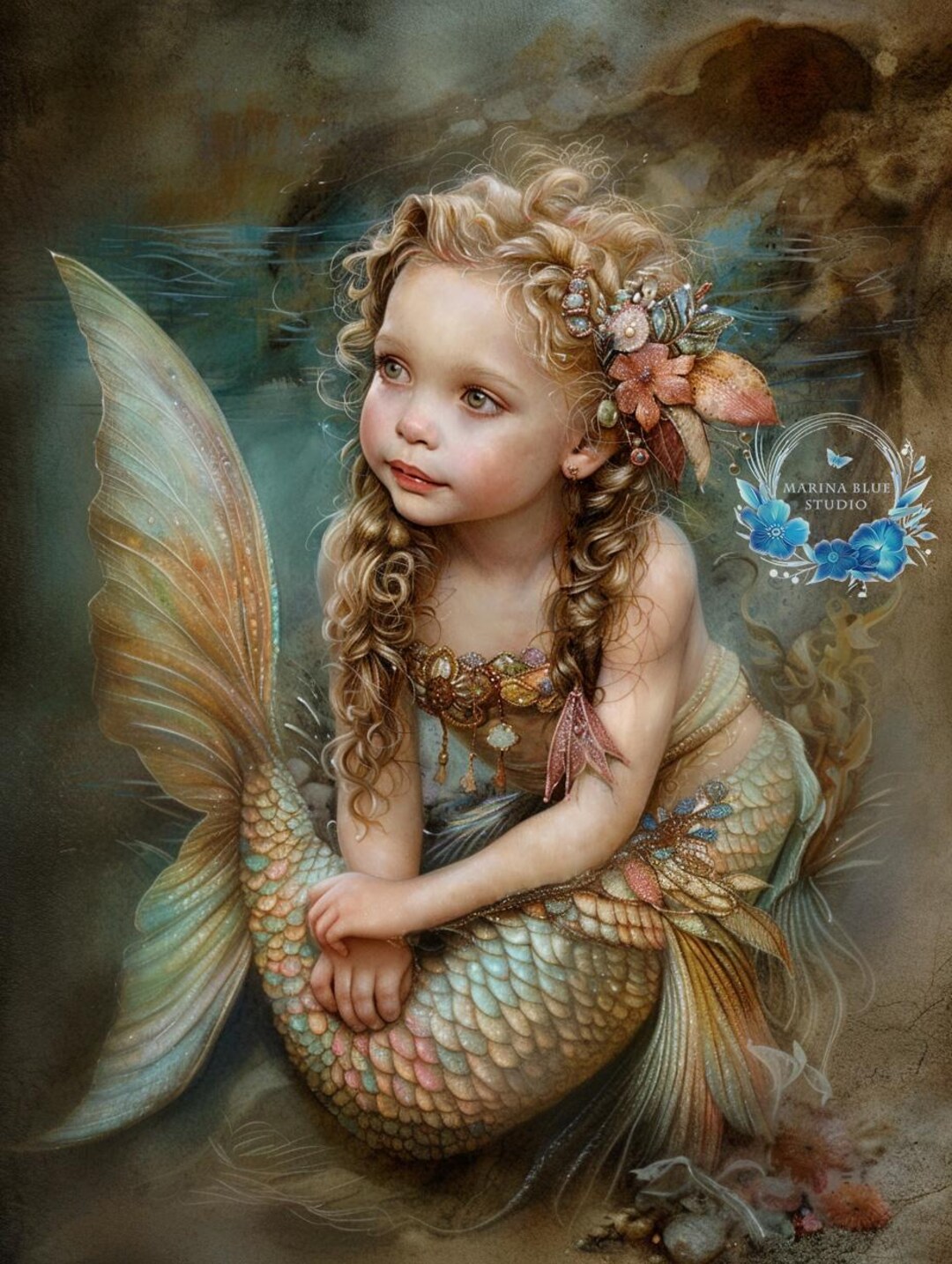 Little Mermaid -premium Matte Paper Poster - Art Design by Marina Blue ...