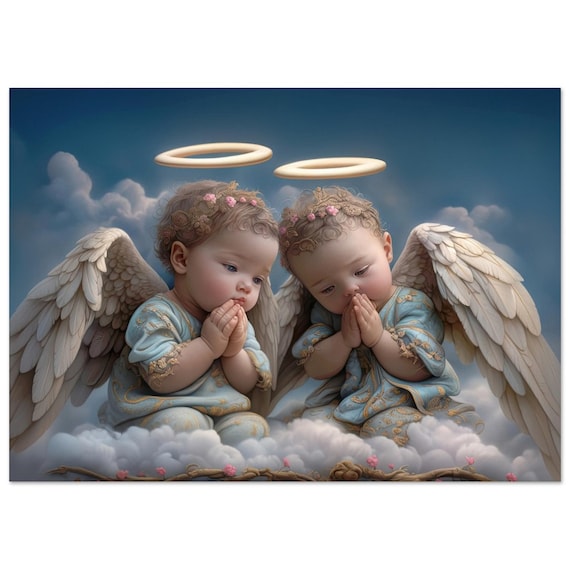 Imágenes De Angelitos Bebés Angelitos Rezando Póster De Papel
