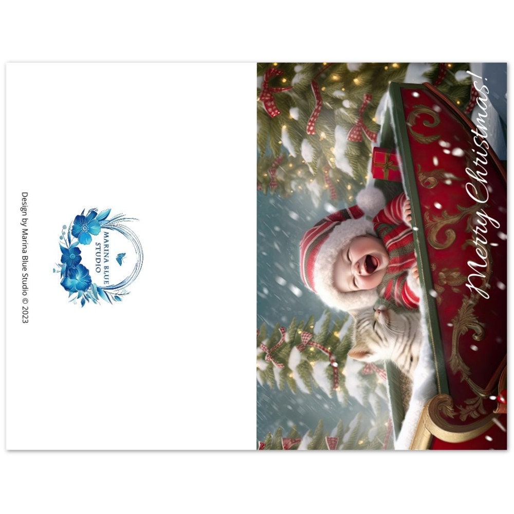 Pack of 10 Double Christmas Cards With Envelopes US & CA Marina Blue ...