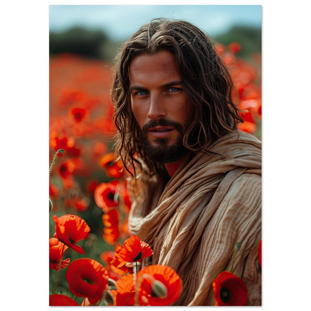 Jesus in the Poppy Field Premium Matte Paper Poster Wall Art by Marina ...