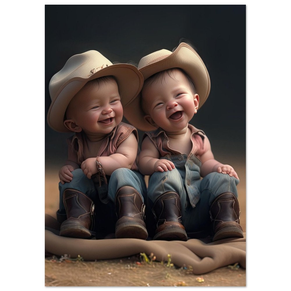 Happy Cowboys Premium Matte Paper Poster Wall Art by Marina Blue Studio ...