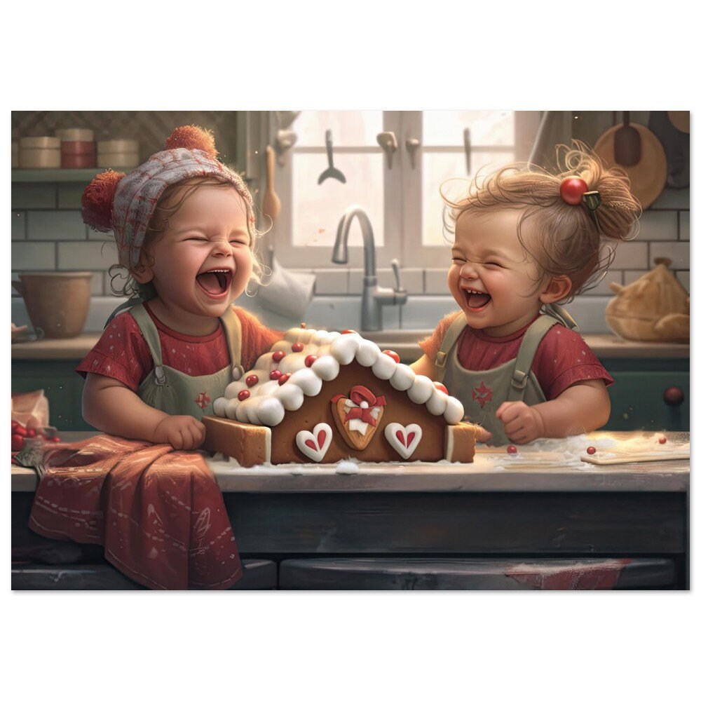 Gingerbread House - Premium Matte Paper Poster- Artwork by Marina Blue ...